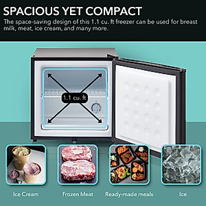 Whynter Upright Lock, Cu. Ft. Small Mini Freezer for Bedrooms, Dorms, Garages, Offices CUF-110B, Black Energy Star, 1.1 Cubic Feet