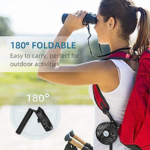 HandFan 10400mAh Handheld Fan With Double Portable Charger, Rechargeable Personal Hand Fan, Foldable Mini Electric Fan, Battery Operated Cooling Fan for Travel Beach Outdoors Indoors(Clear Blade)