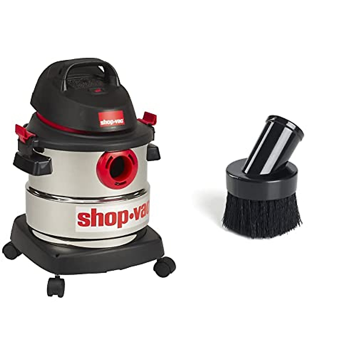 Shop-Vac 5989300 5-Gallon 4.5 Peak HP Stainless Steel Wet Dry Vacuum & Workshop Wet/Dry Vacs Vacuum Accessories WS12501A Shop Vacuum Brush Attachment for 1-1/4-Inch Wet/Dry Vacuum Hose