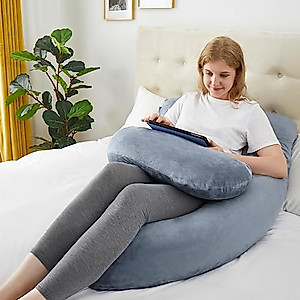 puredown® Pregnancy Pillow for Sleeping- U Shaped Full Body Maternity Pillow for Pregnant Women, Support for Back, Hips, Legs, Removable and Washable Cover, 32" x 56" Inch Pillow, Navy Blue