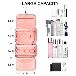 BOOMRICH Travel Toiletry Bag, Hanging Toiletry Bag Cosmetic Bag, Makeup Bag Organizer for Accessories, Shampoo, Full Sized Toiletries (Pink, Medium)