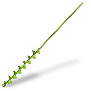 32" x 2" Upgraded Elongated Auger Drill Bit- No Need to Squat Post Hole Digger,100% Solid Barrel Extended Length Intensive Blades Heavy Duty Green Auger Drill Bit for Planting for 3/8" Hex Drive Drill