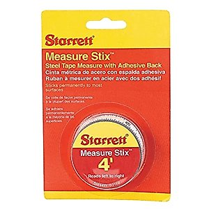 Starrett Tape Measure Stix with Adhesive Backing - Mount to Work Bench, Saw Table, Drafting Table - 1/2" x 4', English Metric, Left-Right Reading - SM44W