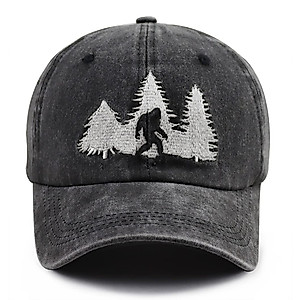 Bigfoot Gifts for Men Women, Sasquatch Forest Decor Baseball Cap, Adjustable Cotton Embroidered Dad Hats, Funny Big Foot Gifts for Sasquatch Lovers Hunters Campers Hikers