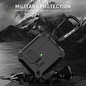 Winproo Armor Airpods 3rd Generation Case Cover with Lock Clip, Military Hard Shell Full-Body Shockproof Protective Case Skin with Keychain for Airpods 3rd Gen [Black]