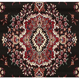 Home Dynamix Premium Sakarya Traditional Medallion Border Area Rug, Black, 7'8"x10'7" Rectangle