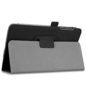 Fintie Folio Case for Samsung Galaxy Tab A 8.0 2018 Model SM-T387, Slim Fit Premium Vegan Leather Stand Cover, Black