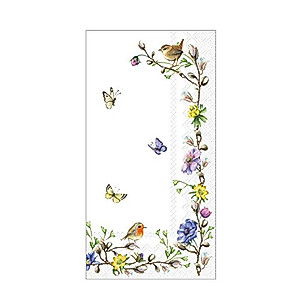 Boston International Paper Hand Towels for Bathroom Decor Guest Towels Disposable Decorative Bathroom Hand Towels Fingertip Towels Spring Flowers Pak 32