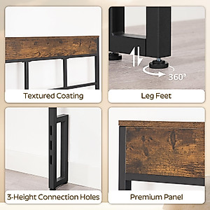 YATINEY Queen Size Headboard Only, Headboard for Queen Size Bed with Storage, Industrial Wooden Headboard with Outlet, USB and Type C Port, Adjustable Height, Sturdy and Stable, Rustic Brown and Black