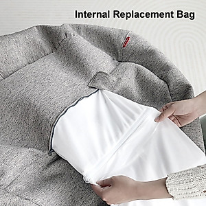 PRELGOSP Bean Bag Chair Cover Without Filling, Soft Lazy Sofa Beanbag Toy Storage Stuffed Animal Seat for Adults, Kids, Teens,Brown,L