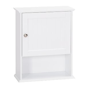 Spirich Bathroom Cabinet Wall Mounted with Single Door, Wood Hanging Cabinet with Adjustable Shelf White