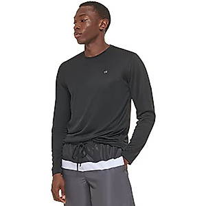 Calvin Klein Men's Standard Light Weight Quick Dry Long Sleeve 40+ UPF Protection, Black, Medium