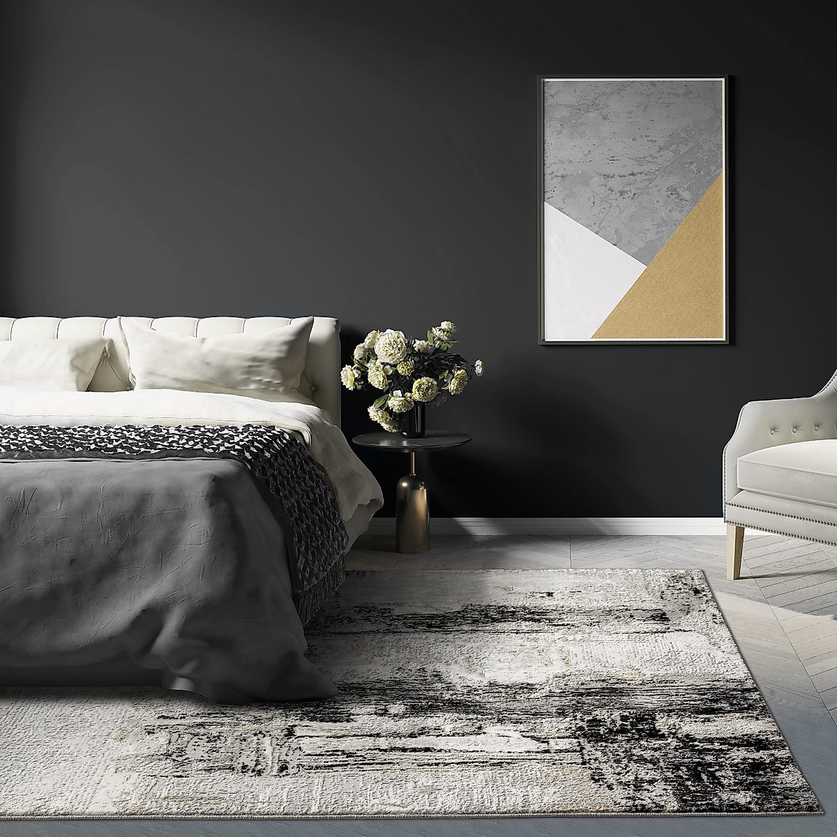 LUXE WEAVERS Distressed Abstract Gray 8x10 Area Rug, Non-Shedding Carpet