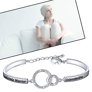 LQRI Leukemia Awareness Bracelet Leukemia Survivor Gift Leukemia Warrior Unbreakable Bracelet Cancer Fighter Gift For Women(silver-Leukemia)
