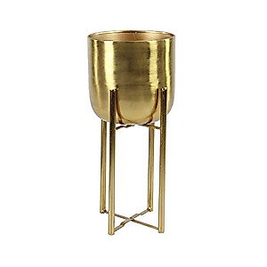 CosmoLiving by Cosmopolitan Metal Indoor Outdoor Dome Planter with Removable Stand, Set of 2 19", 22"H, Gold