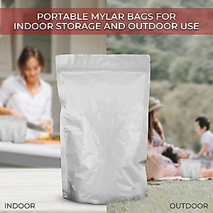 DINNESTY 60PCS 5 Oz 3" x 4" Inch Mylar Bags for Food Storage with Extra 7.2 MIL Thickness Heat Sealable Zipper Stand-Up Long Term Mylar Food Storage Bags with Oxygen Absorbers 300CC and Labels