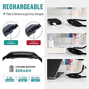 Vekkia Lightweight Neck Reading Light, Book Light for Reading in Bed, Neck Light for Knitting,3 Colors,9 Brightness,Rechargeable,Hand Free,Portable,Long Lasting,Suitable for Crocheting,Sewing,Craft