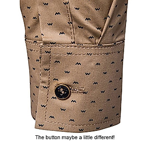 MUSE FATH Men’s Printed Dress Shirt-Cotton Casual Long Sleeve Shirt-Button Down Wedding Dress Shirt-White-L