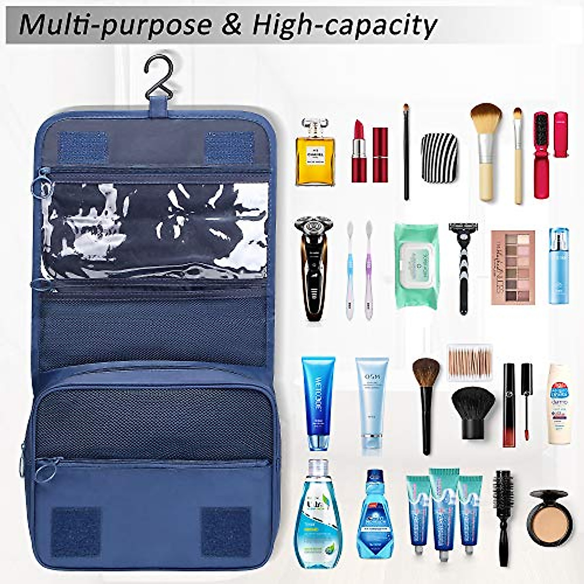 VOCUS Hanging Toiletry Bag for Men and Women Travel Portable Bathroom Toiletry Storage Bags Waterproof Cosmetics Makeup and Toiletries Organizer Kit with Hook