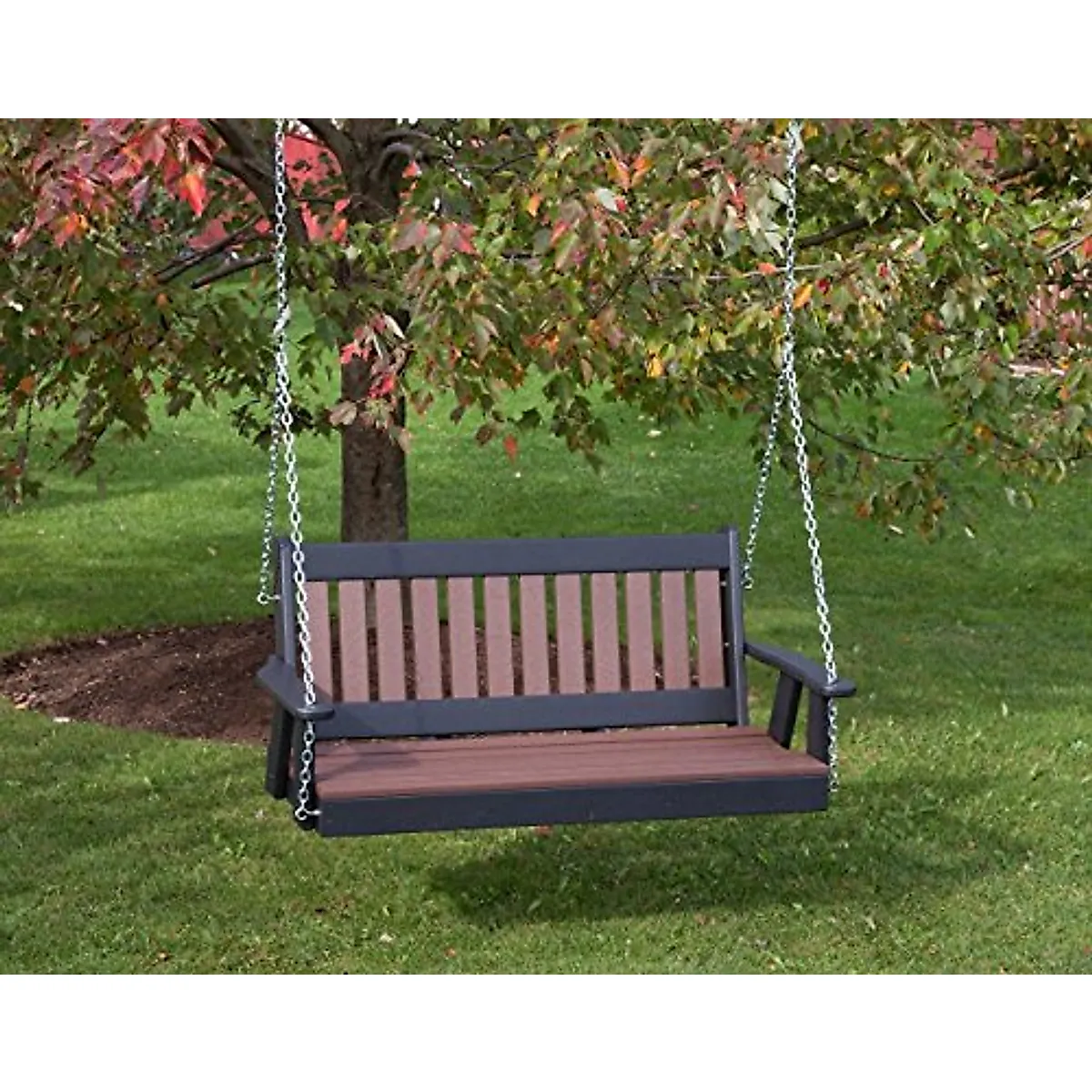 Ecommersify Inc 4FT-Cedar-Poly Lumber Mission Porch Swing Heavy Duty Everlasting PolyTuf HDPE - Made in USA - Amish Crafted