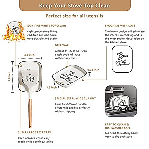 Yoeuen Spoon Rest for Stove Top, Stove Spoon Holder Ceramic for Countertop, Funny Spoon Me White Spoon Rest for Kitchen Counter, 1pcs