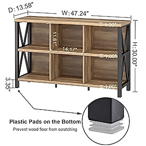 FATORRI 5 Tier Bookshelf and 6 Cube Storage Organizer (Rustic Oak)