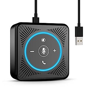 USB Speakerphone - EMEET M0 4 AI Mics Speakerphone for Conference Calls 360° Voice Pickup Conference Speakerphone for Computer Plug and Plays Computer Speaker with Microphone for 4 People