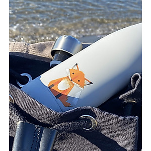 smållo | Water Bottle with Cute Fox Design | Stainless Steel | Double Wall Insulated | Grey | 17oz