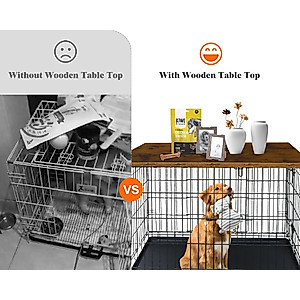 HiCaptain Dog Kennel Wood Table Top, 48 inches Wooden Dog Crate Table Topper, Durable Decorative Dog Kennel Table Topper for Large Dogs Rustic Style