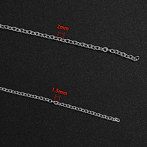 WXJ13 36 Feet Silver Stainless Steel Link Cable Chain with 20 Lobster Clasps and 30 Jump Rings for Men Women Jewelry Chain DIY Making, 2.0mm