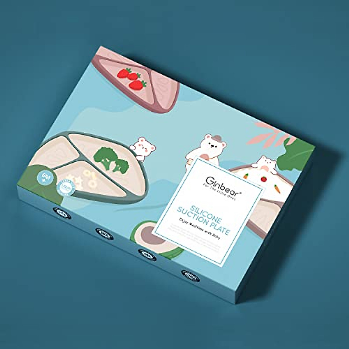 Ginbear Suction Plates for Baby Girl, Liquid Silicone Plates for Toddlers Self-feeding, Stay Put Baby Dishes for Easy Feeding (Mauve/Blush)