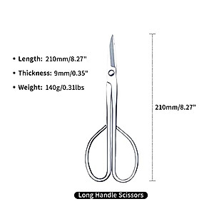 YUEWO Bonsai Tool Kit 5 Pcs 8" Master's Grade for Bonsai Tree with Jin Pliers, Root Cutter, Knob Cutter Concave, Long Handle Scissors, Root Pruning Scissors