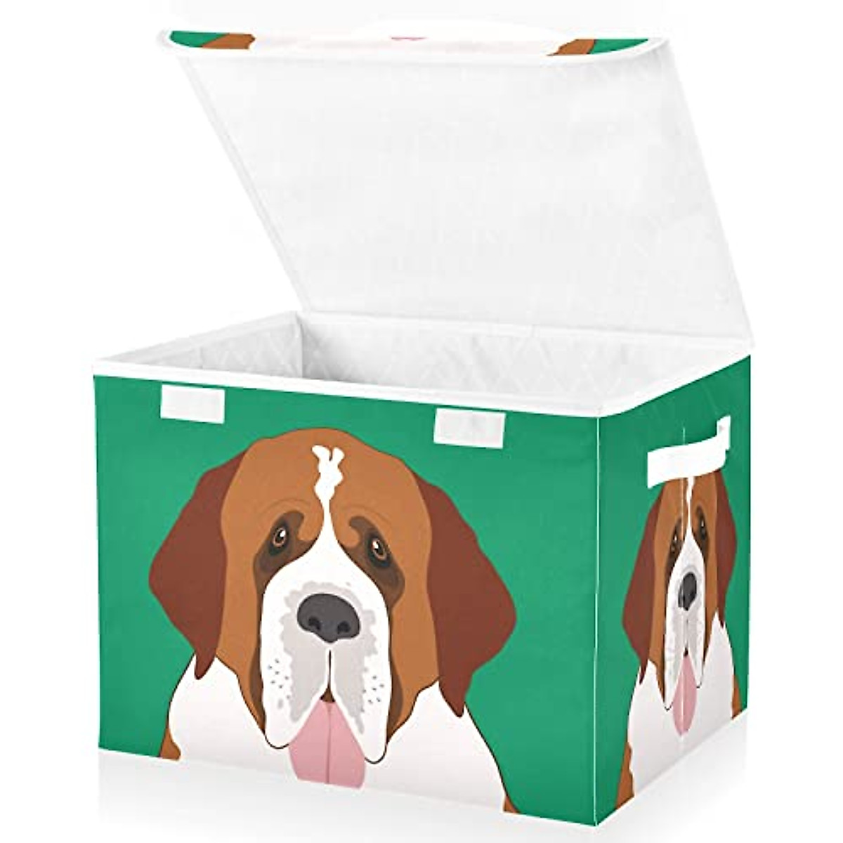innewgogo Saint Bernard Dog Storage Bins with Lids for Organizing Cube Cubby with Handles Oxford Cloth Storage Cube Box for Pets Toys