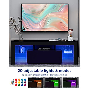 BAMACAR LED TV Stand For 60 Inch TV, Small TV Stand 60 Inch TV Table, 60 55 50 Inch TV Stand For Bedroom 60 55 50 Inch TV Stands For Living Room Black TV Stand For 50 55 Inch TV Stand 55 Inch TV Table