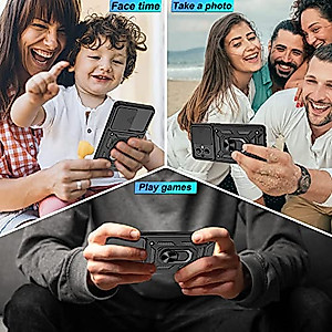 for OnePlus Nord N20 5G Case with HD Screen Protector, Heavy Duty Shockproof Protective Case with Metal Kickstand [Military Grade] Protective Case for OnePlus Nord N20 5G, Black