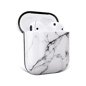 GOLINK Case for Airpods,Marble Series Protective Shockproof TPU Gel Case with Printing for Airpods 1st/2nd Charging Case(White Marble)