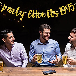 Party Like It's 1993 Banner, 31th Birthday Anniversary Party Decorations, Back in 1993 Birthday Decor, Pre-Strung, Gold Glitter