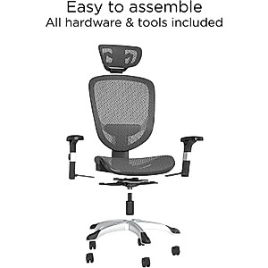 STAPLES Hyken Technical Task (Black, Sold as 1 Each) -Adjustable Breathable Mesh Material Provides Lumbar, arm and Head Support, Perfect Desk Chair for The Modern Office