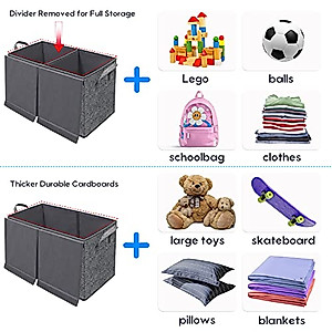 Friday Monkey Large Toys Box Storage Organizer with Lid & Comfortable Handles, Collapsible Sturdy Toy Chest Boxes Bins Baskets for Kids, Boys, Girls, Playroom, 25x13x16inch, Dark Grey, ZMBCWJX