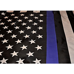 Thin Blue Line American Flag - 3 by 5 Foot Flag Honoring our Men and Women of Law Enforcement- Black, White, and Blue with Brass Grommets