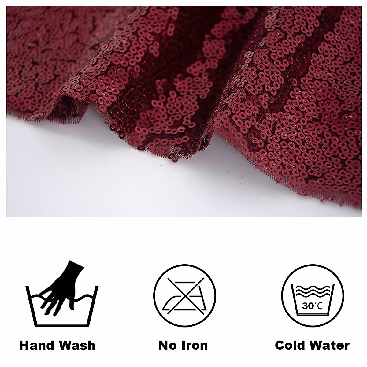 AMZLOKAE Fabric by The Yard Burgundy Sequin Fabric Glitter Fabric Shower Curtain Lining Fabric by The Yard for Dress Clothing DIY Sewing Material (1 Yard, Burgundy)