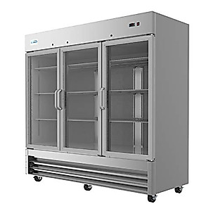KoolMore RIR-3D-GD Commercial Refrigerator, Triple Door, Stainless Steel,66.5 cubic feet & 29" Stainless Steel Solid Door Commercial Reach-in Refrigerator Cooler - 19 cu. ft (RIR-1D-SS-19C)