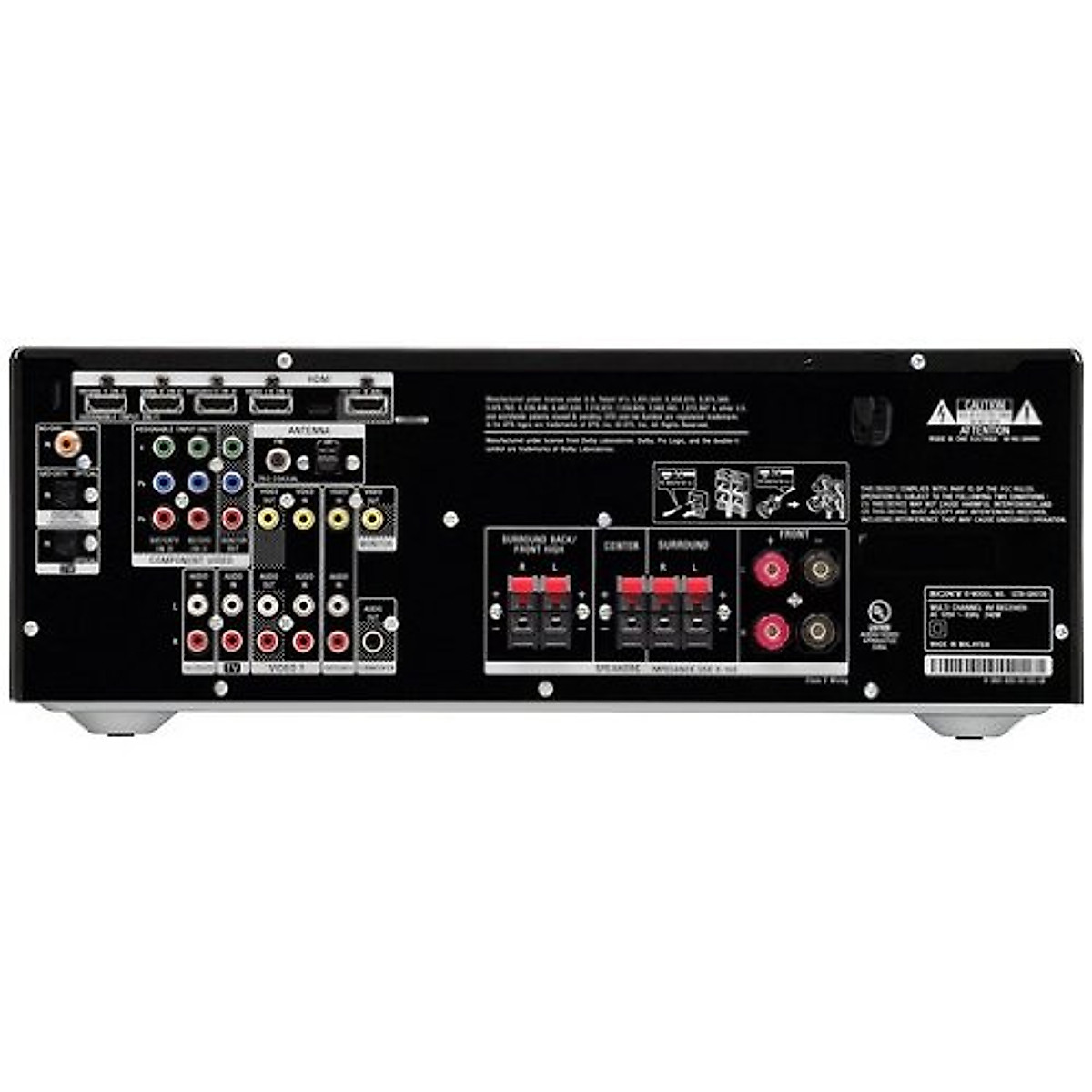 Sony HD Digital Cinematic Sound 735 Watts 7.1 Channel 3D A/V Receiver with iPhone & iPod Playback + Yamaha Natural Sound Custom Install In-Ceiling 2-Way 120 watts Speaker (Set of 6) with 1" Tweeters & 8" Woofer + 100ft 16 AWG Speaker Wire