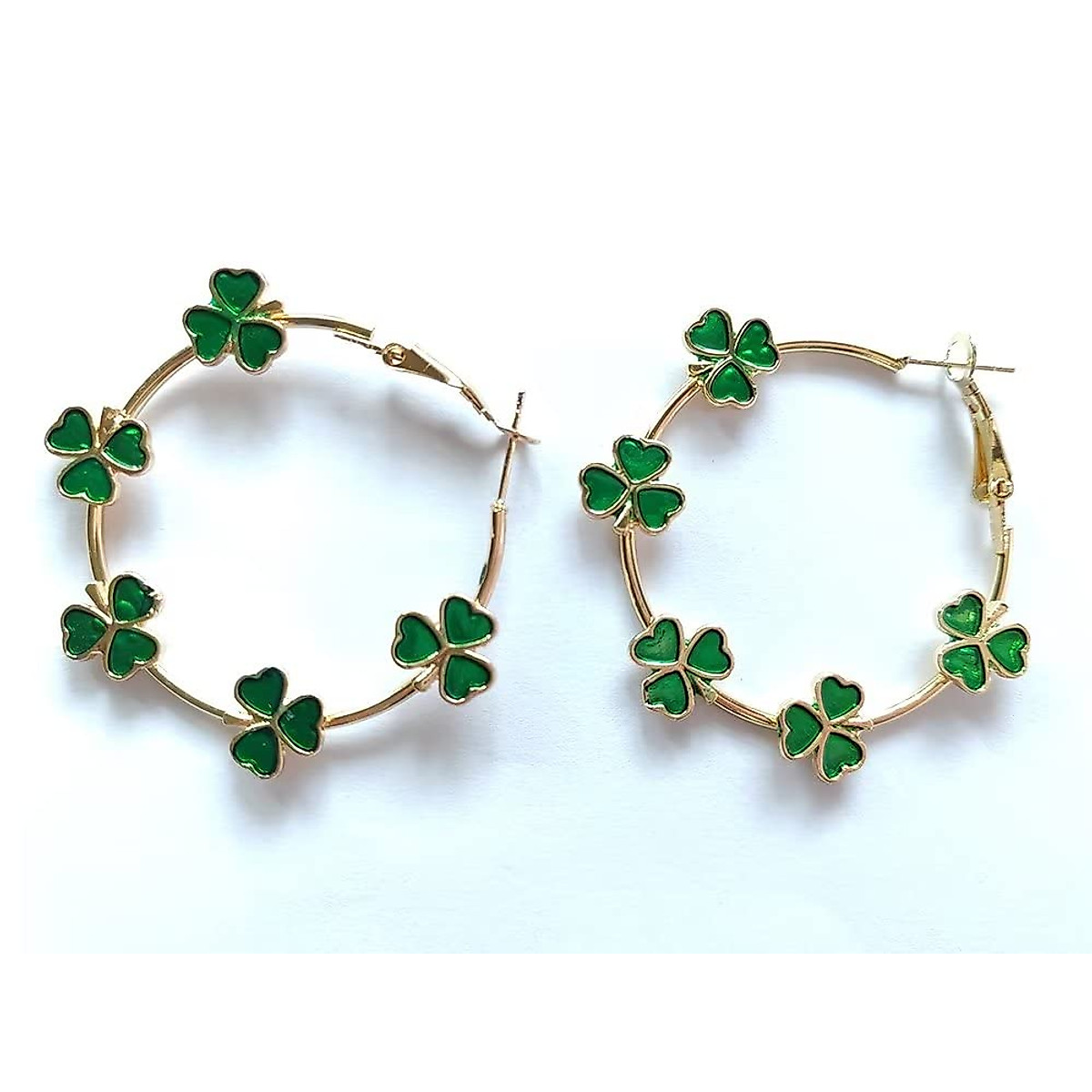 Zhang shine Green Shamrock Earrings Irish Clover Hoop Earrings St.Patrick's Day Lucky Leaf Earrings for Women St. Patrick Day Daily Wearing Parties Celebrations