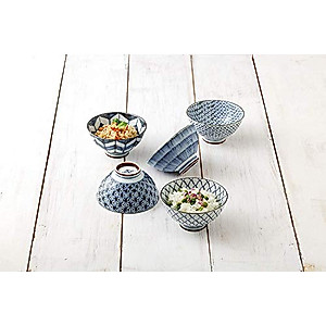 Saikai Pottery Traiditional Japanese Rice Bowls (5 bowls set) 19541 (One Pack)