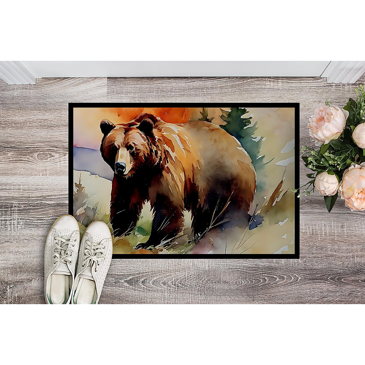 Caroline's Treasures DAC2924JMAT Grizzly Bear Doormat Front Door Mat Indoor Outdoor Rugs for Entryway, Non Slip Washable Low Pile, 24H X 36W