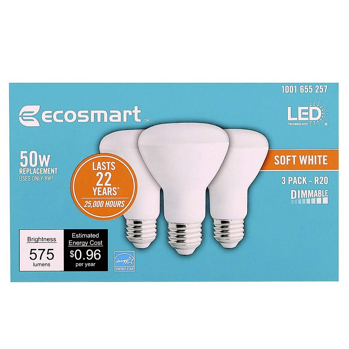 EcoSmart 50-Watt Equivalent R20 Dimmable Energy Star LED Light Bulb Soft White (6-Pack)