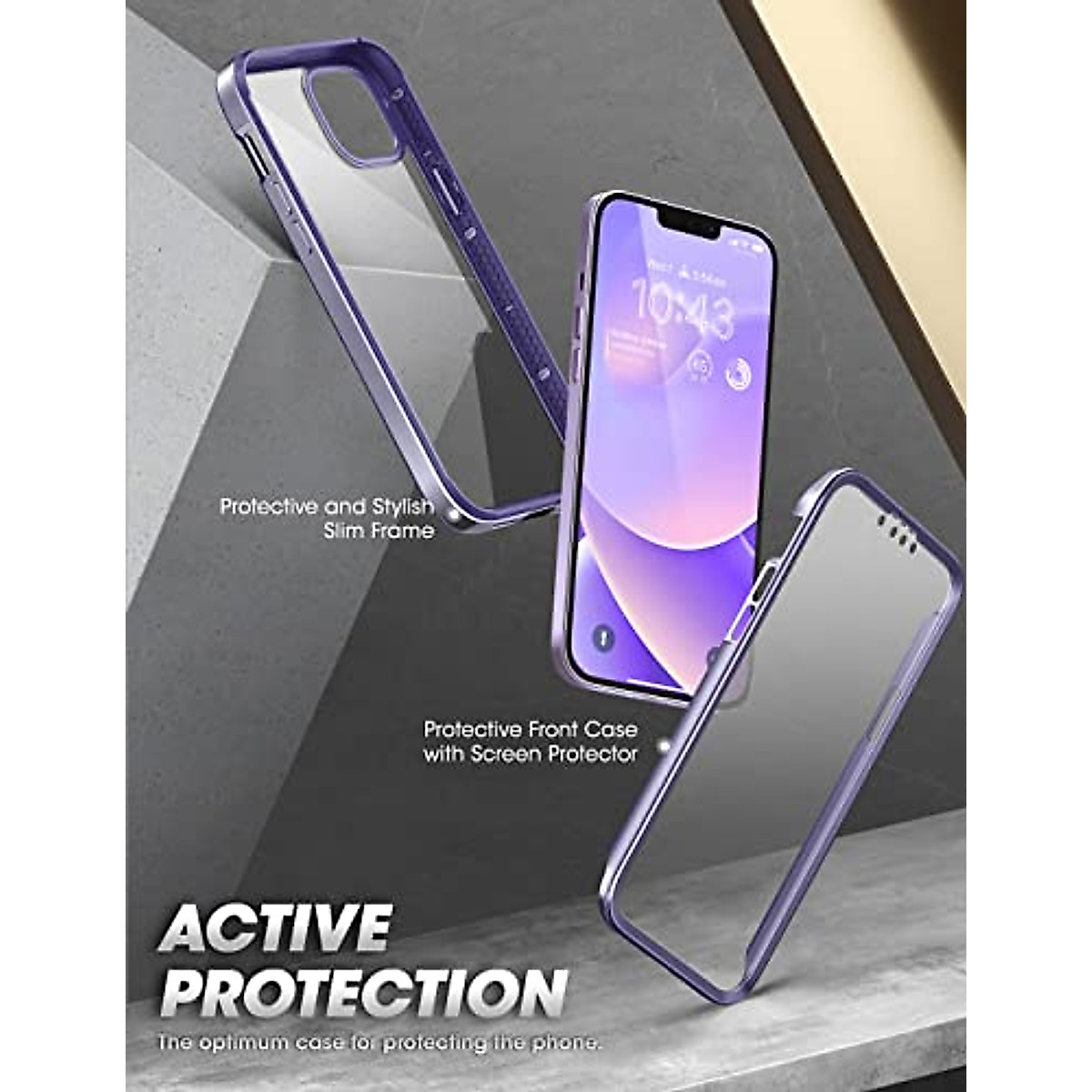SUPCASE Unicorn Beetle Edge XT Case for iPhone 14 Plus 6.7", with Built-in Screen Protector Slim Frame Clear Protective Case (Purple)
