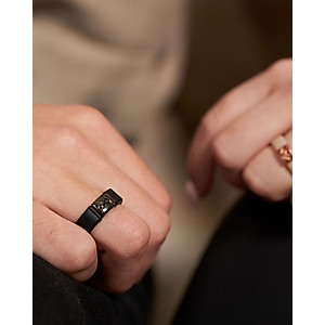 Rinfit Silicone Rings for Men - Mens/Womens Silicone Wedding Bands - Infinity Ring with Metal Plate - Rubber Rings Men/Women - Metalnfinity Collection - Gold & Black - Size 11