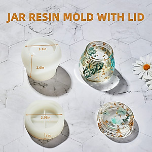 3-Piece Silicone Molds for Epoxy Resin - Rolling Tray Mold for Resin, Resin Pudding Jar Mold with Lid, Grinder Molds for Resin Casting, DIY Epoxy Resin Molds Kit for Storage and Decoration